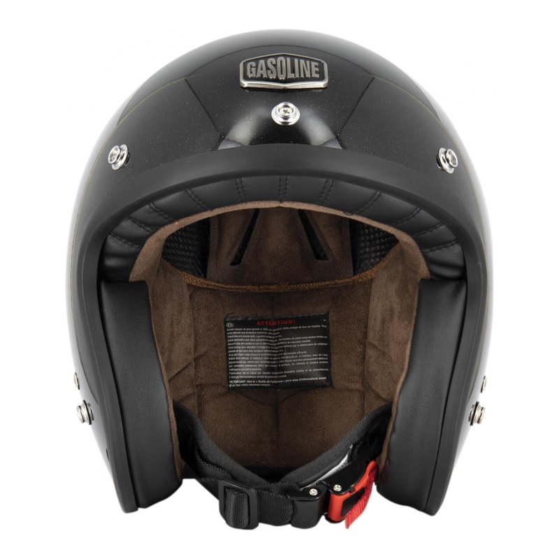 Casque jet Gasoline Café Racer S250 noir pailleté brillant - Casque ...