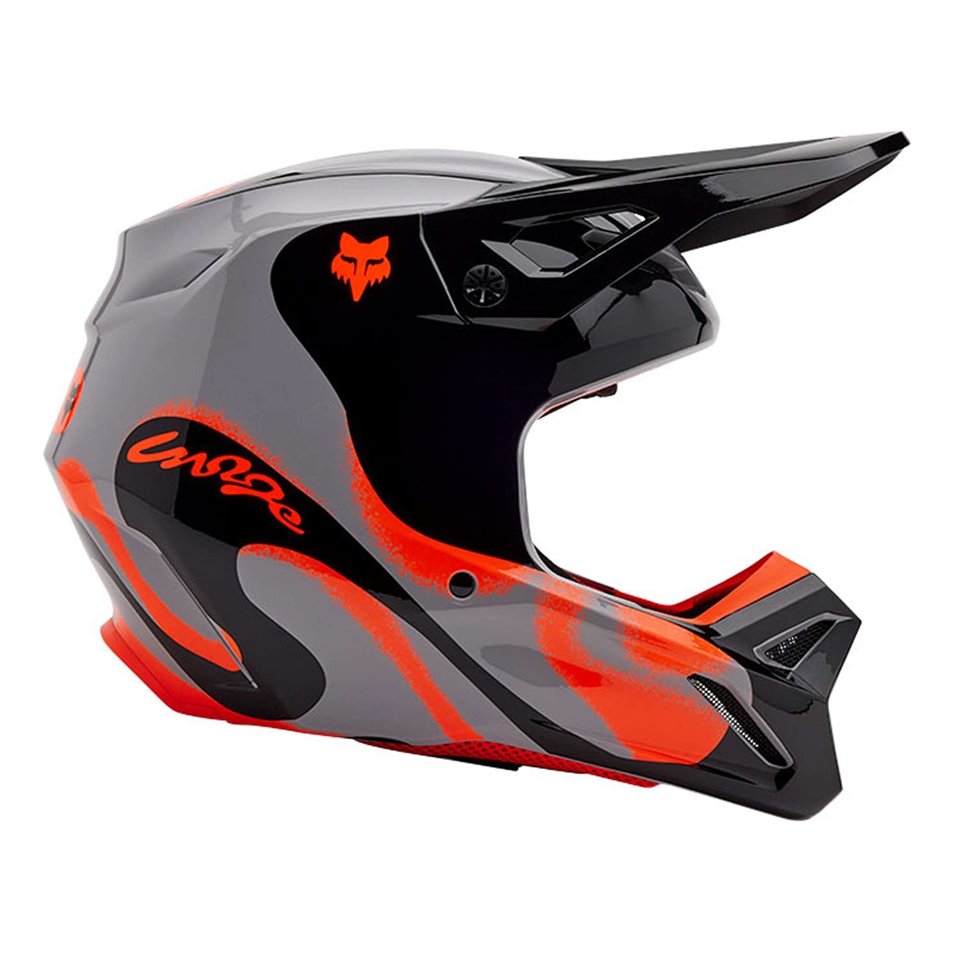 Casque cross Fox Racing V1 Emotion steal grey - Casque moto cross sur ...