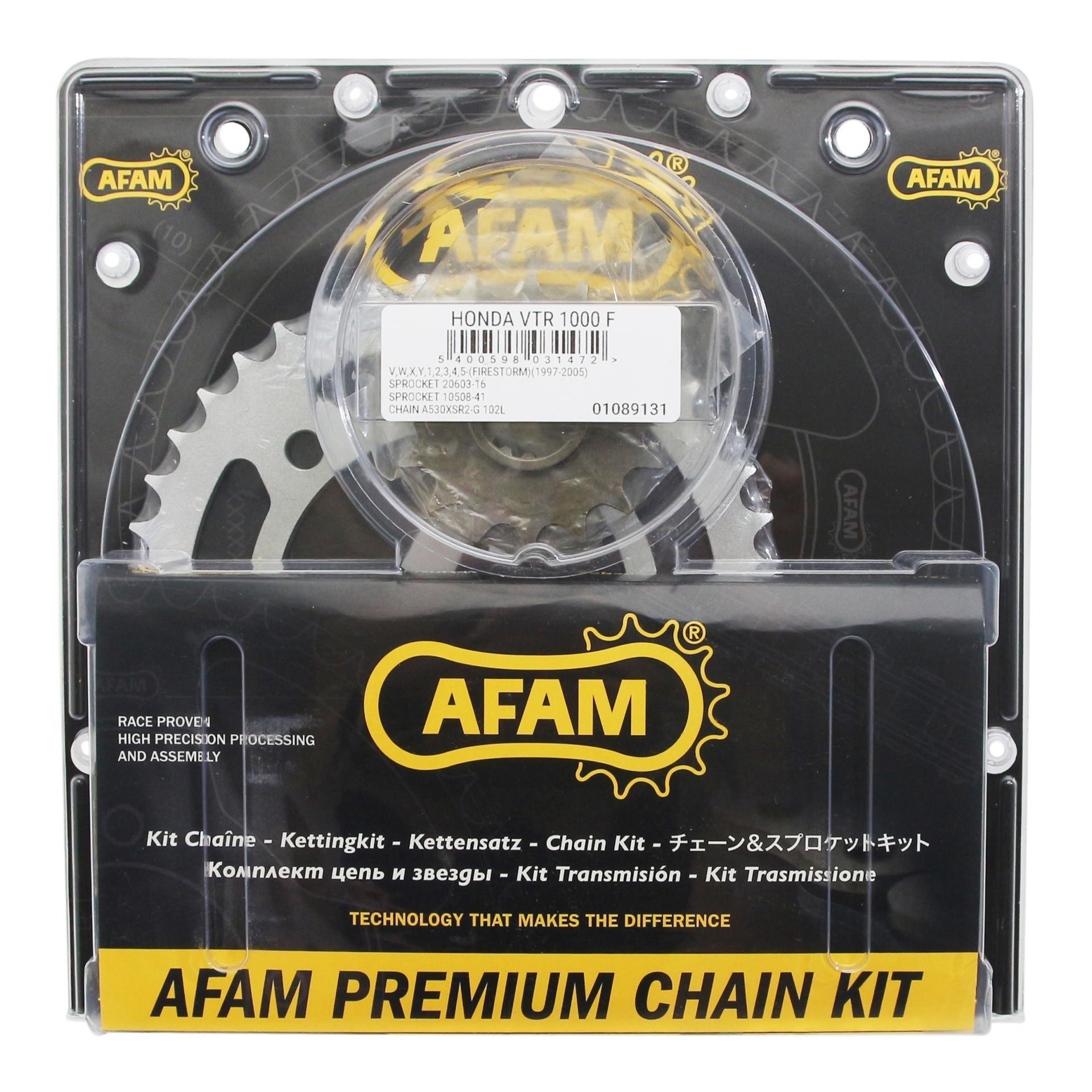 Kit chaîne Afam 16x51 pas 530 Honda VTR 1000 Firestorm 97-06 ...