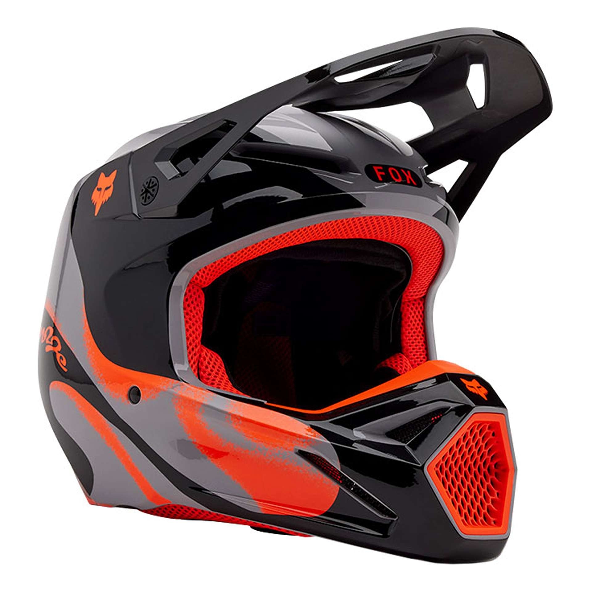 Casque cross Fox Racing V1 Emotion steal grey - Casque moto cross sur ...