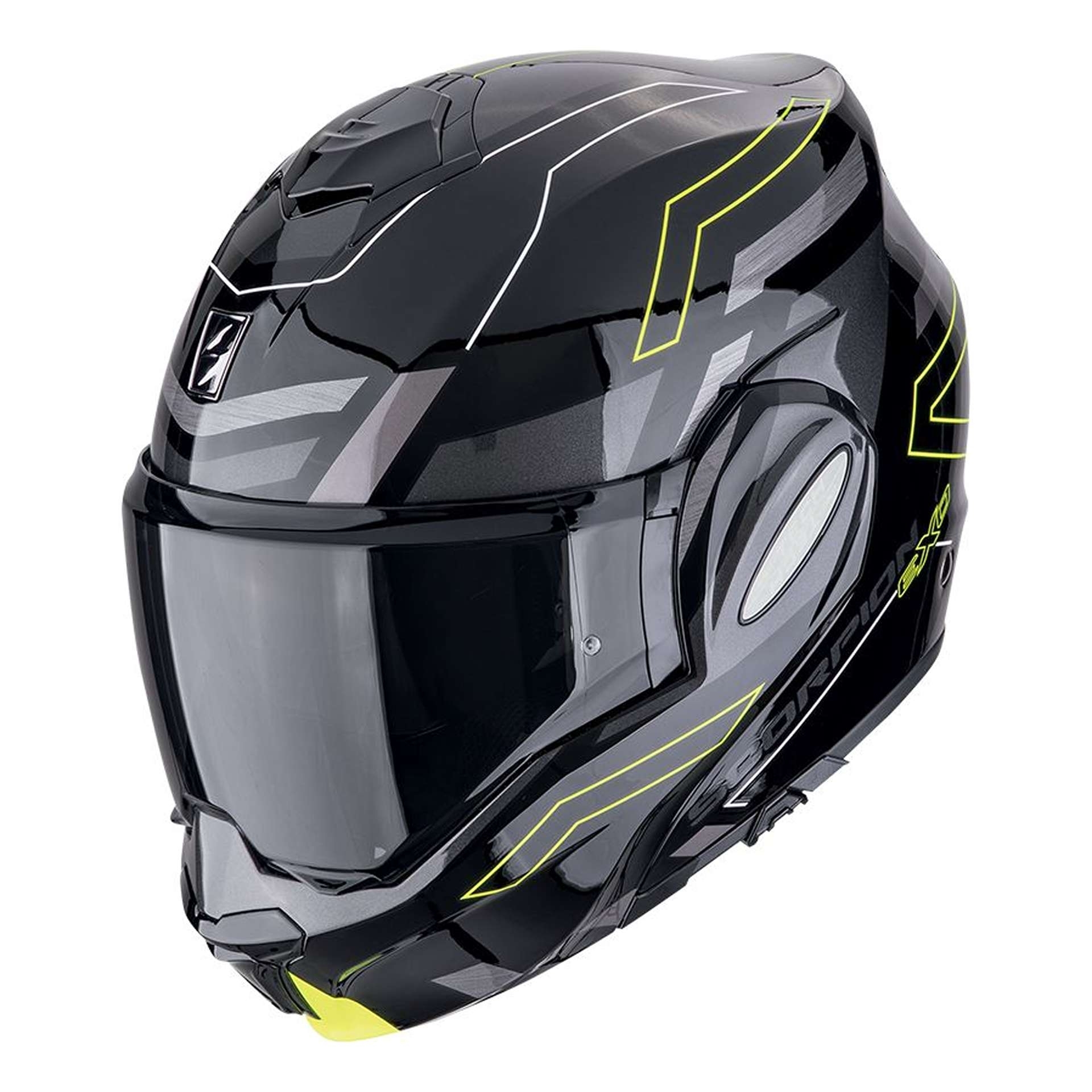 Casque modulable Scorpion Exo-Tech Evo Conquer black/neon yellow ...