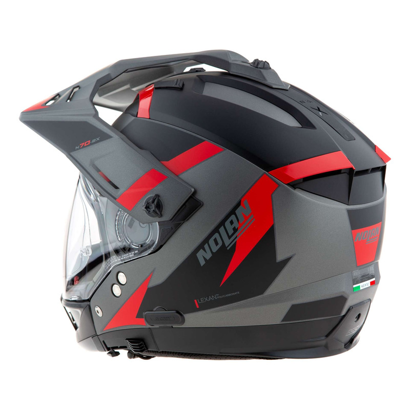 Casque modulable Nolan N70-2 X 06 Skyfall N-Com flat lava grey/red/black - Casque trail ...