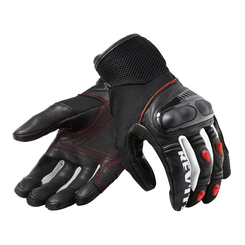 Gants cuir/textile Rev'it Metric noir/rouge neon - Équipement route sur ...